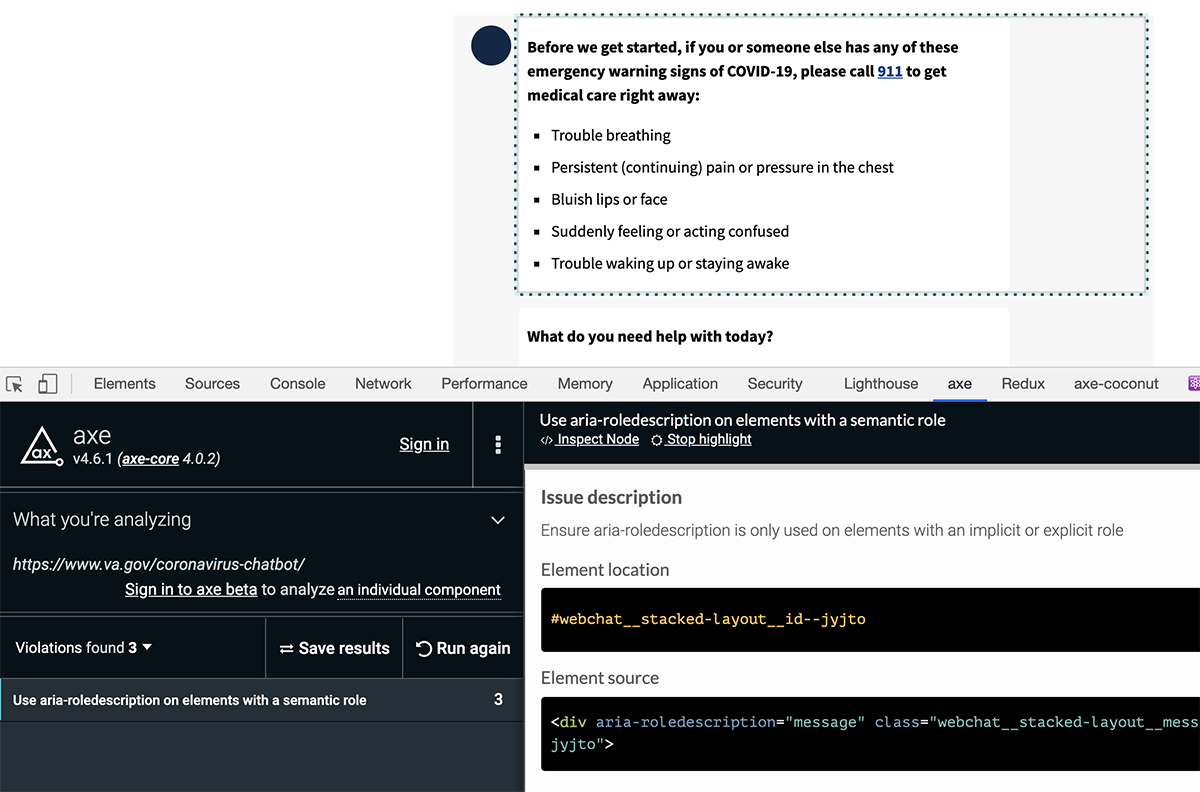 [A11y] Axe browser plugin is reporting aria-roledescription must be added to elements with a ...