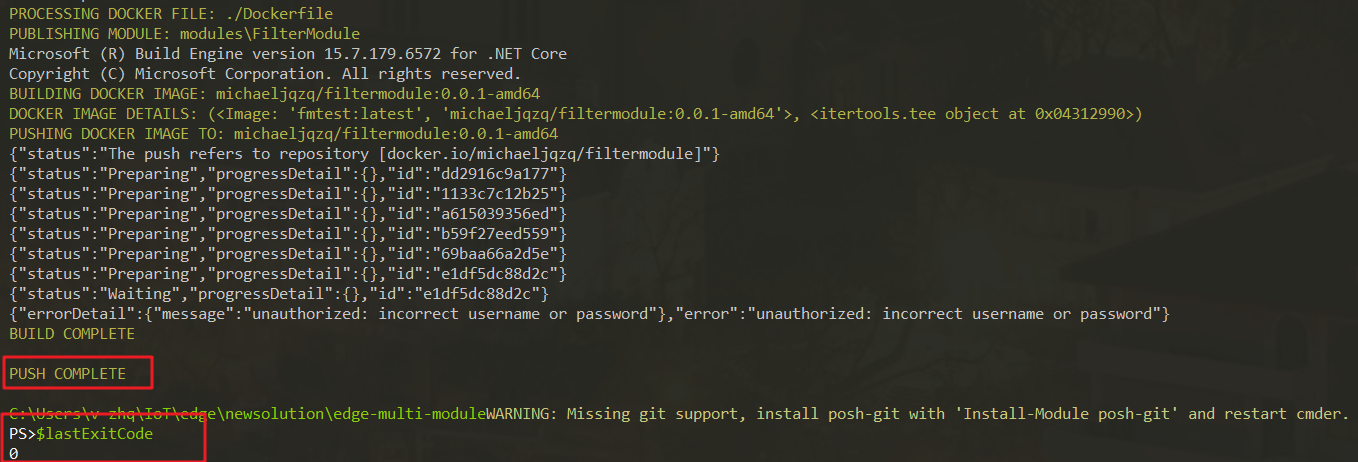 When Iotedgedev Push Command Failed The Exit Code Is Still 0 · Issue 198 · Azure Iotedgedev