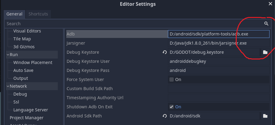 File selection dialog missing for adb and jarsigner in Editor Settings. · Issue #47367 ...