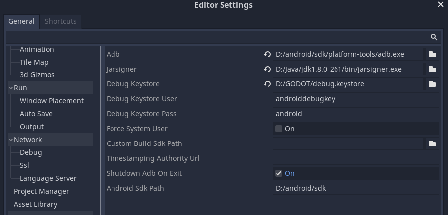 File selection dialog missing for adb and jarsigner in Editor Settings. · Issue #47367 ...