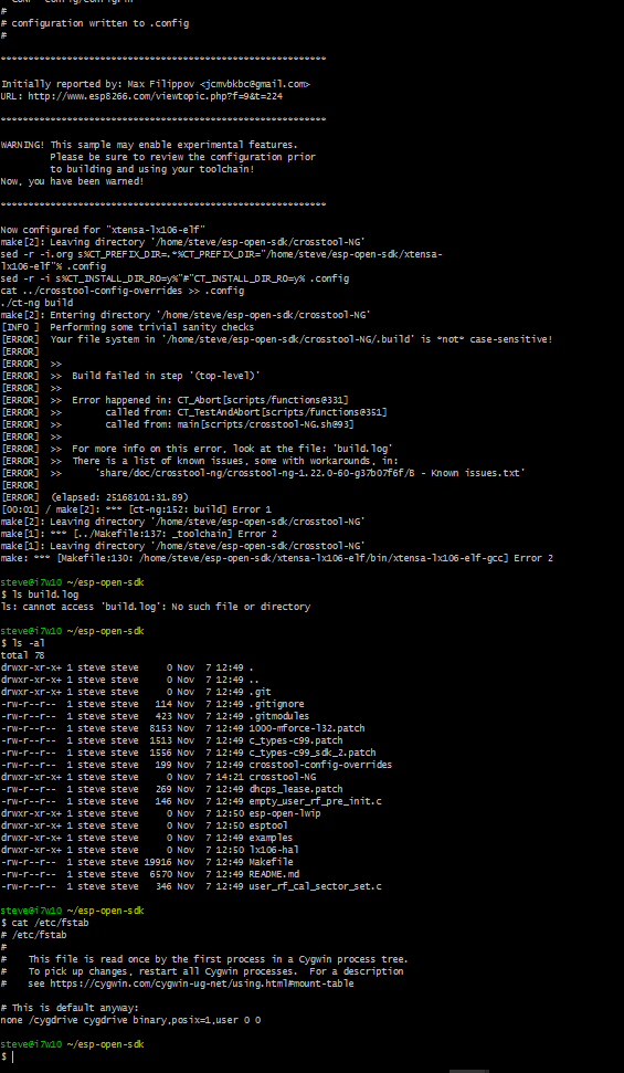 /crosstool-NG/.build' is *not* case-sensitive! · Issue #252 · pfalcon/esp-open-sdk · GitHub