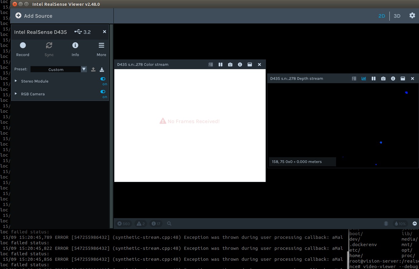 No RGB frames with realsense2 D435 inside the container · Issue #192 · dusty-nv/jetson ...