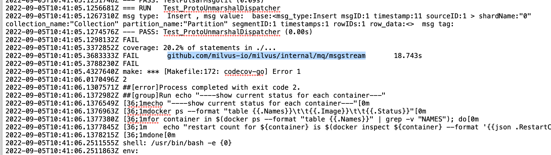 [Bug]: Unstable ut failed for msgstream · Issue #19039 · milvus-io/milvus · GitHub