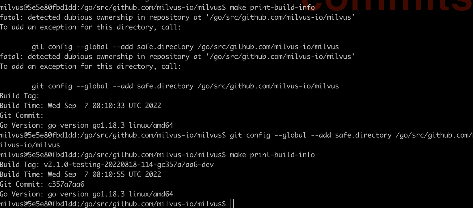 [Bug]: No version and GitCommit in milvus pod logs · Issue #19079 · milvus-io/milvus · GitHub