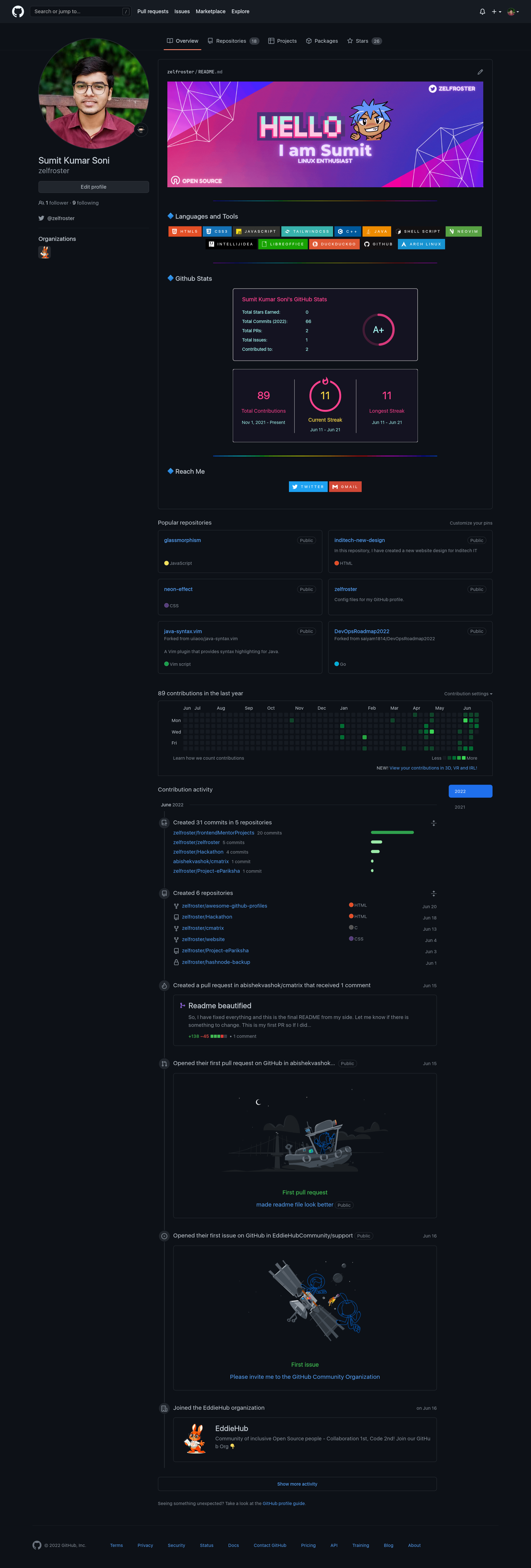 Sumit Kumar Soni · Issue #1198 · EddieHubCommunity/awesome-github-profiles · GitHub