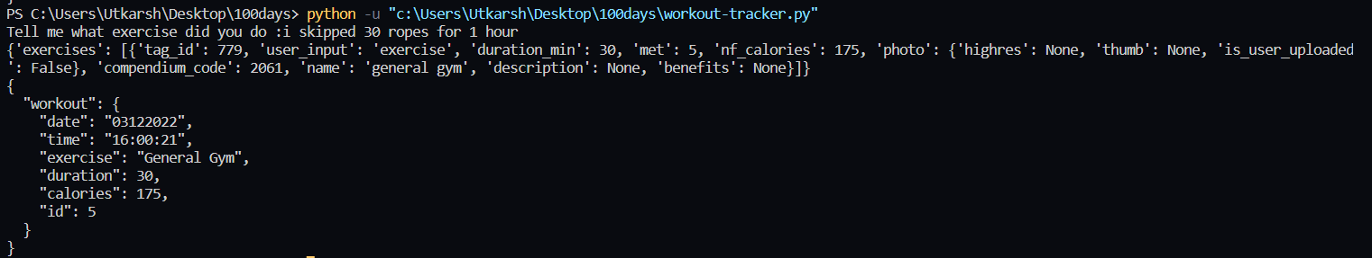 GitHub - utkarshmajumdar12/Workout-tracker: A personal python project ...