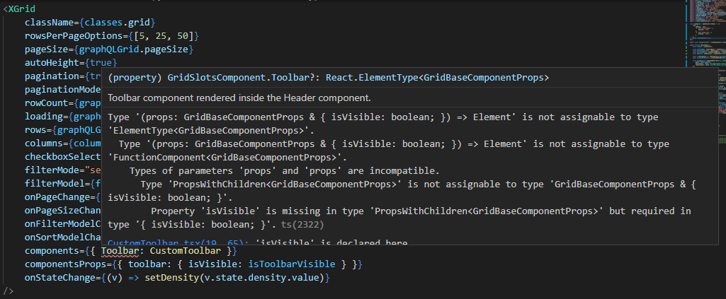 Provide way to pass custom type props to CustomToolBar (avoid any type ...