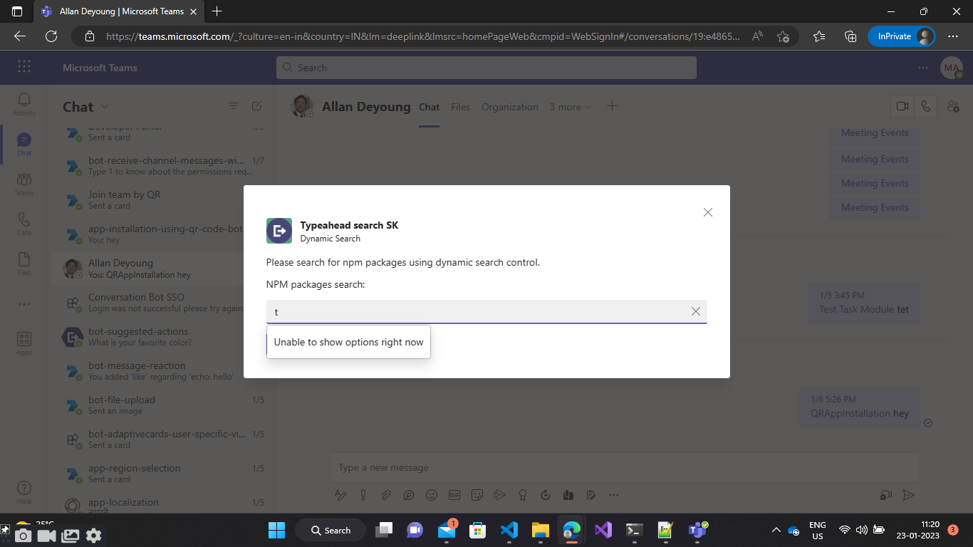 Typeahead search in Adaptive Cards Triggers Error · Issue #7932 · MicrosoftDocs/msteams-docs ...