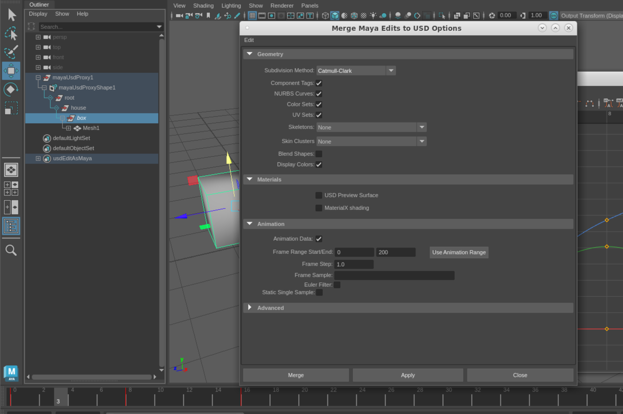 When executing "Merge Maya Edits to USD" to convert an animated Maya object back to USD, the ...