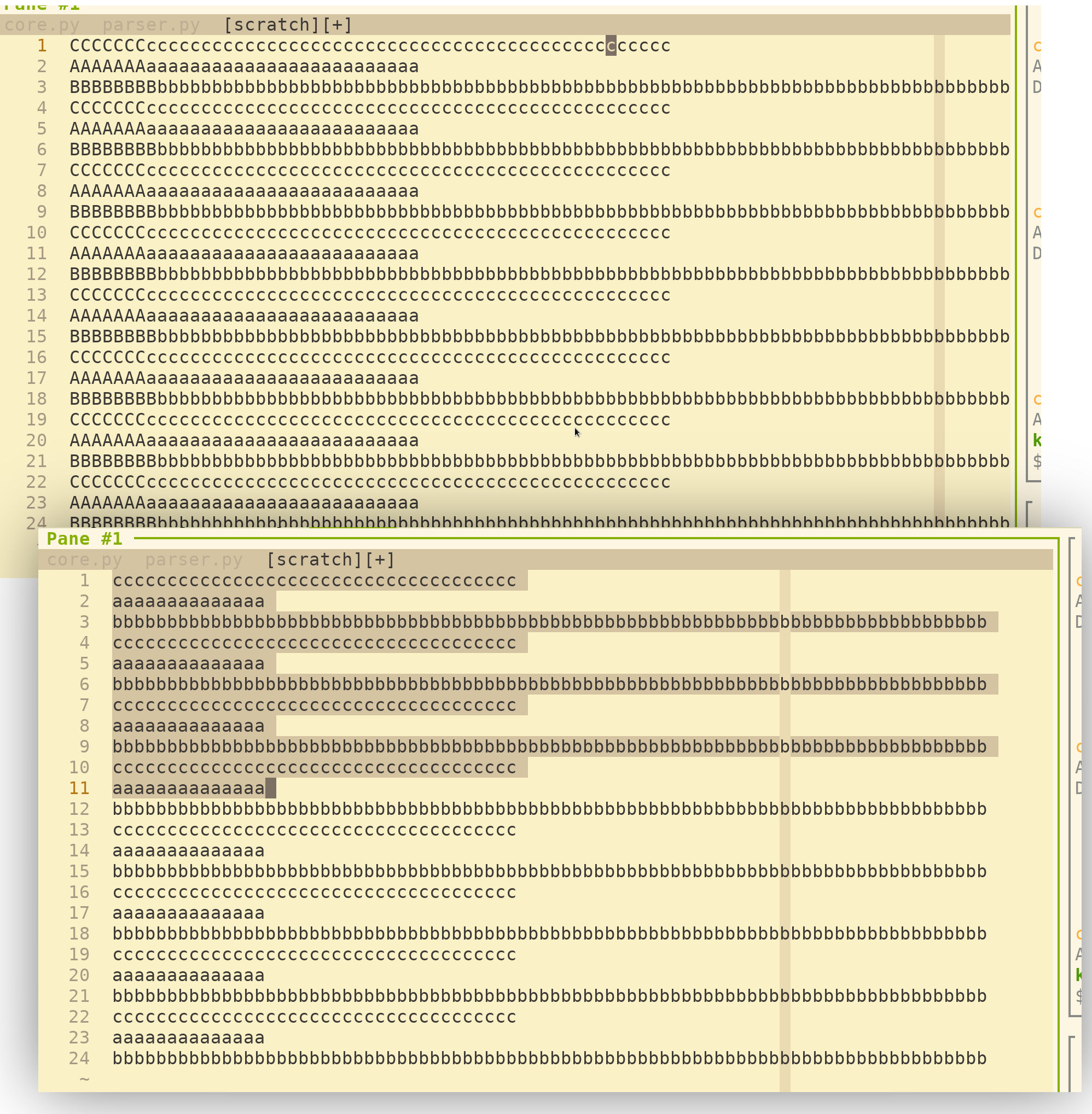 Prioritize moving view to the left margin when selecting multiple lines with `x` · Issue #7895 ...