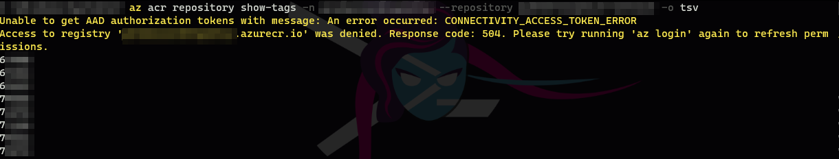 `az acr repository show-tags` Unable to get AAD authorization tokens · Issue #22766 · Azure ...