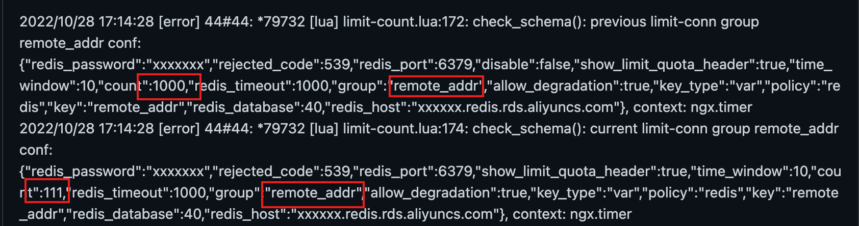 help request: when limit-count uses redis for full speed limit, changing the count value cannot ...