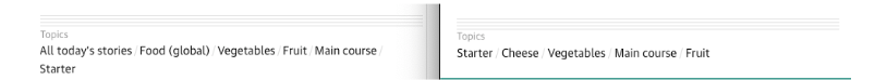 Difference in topics on /food front (DCR on right) · Issue #7947 · guardian/dotcom-rendering ...