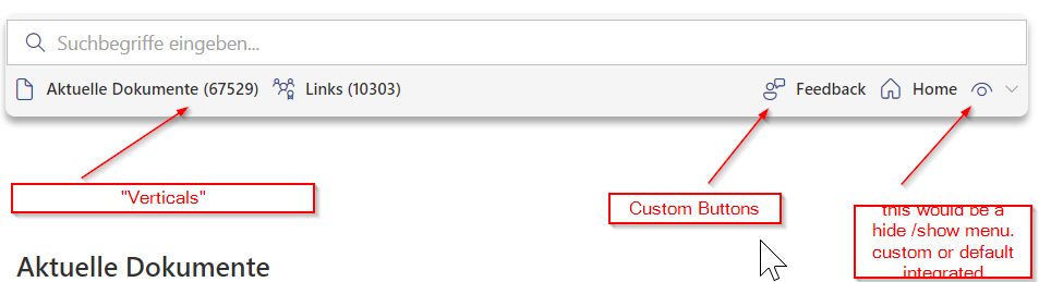 Toolbar for Searchbox / Included Verticals? · microsoft-search pnp-modern-search · Discussion ...