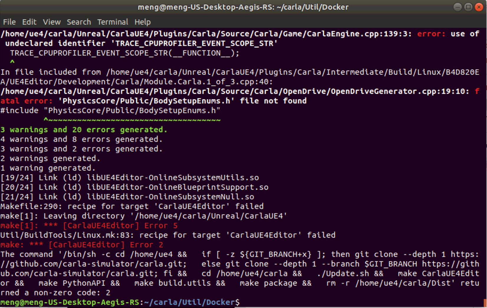 Make launch error : "PhysicsEngine/BodySetupEnums.h" not found · Issue #4124 · carla-simulator ...
