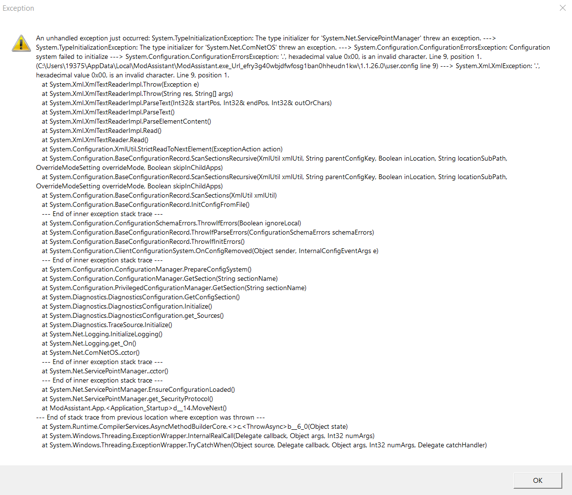 System Typeinitializationexception · Issue 418 · Bsmg Modassistant · Github