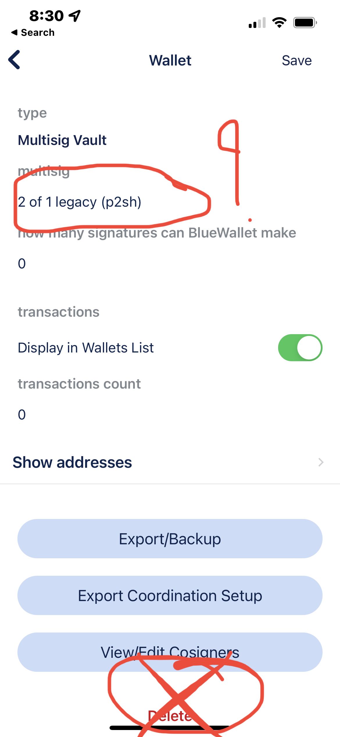 Unable to delete a multisig wallet I imported from specter desktop · Issue #4255 · BlueWallet ...
