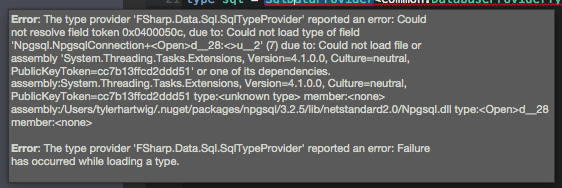 SqlDataProvider has error at code time, but compiles successfully · Issue #528 · fsprojects ...
