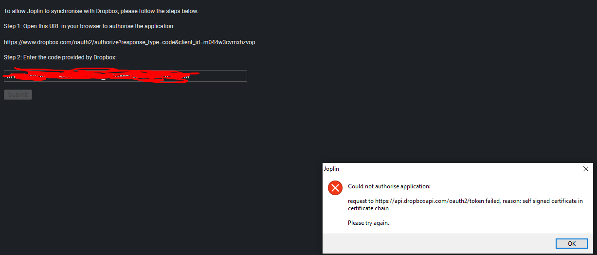Joplin Fails to Authenticate Dropbox Synchronization · Issue #4917 · laurent22/joplin · GitHub