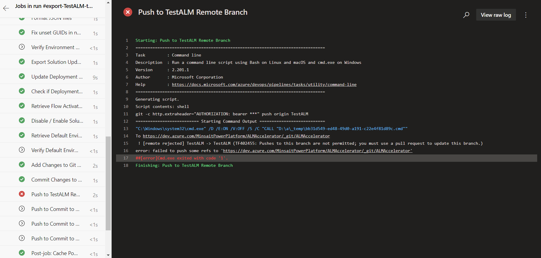 Alm Accelerator Branch Error Export Solution To Git Branch Error · Issue 3597 · Microsoft