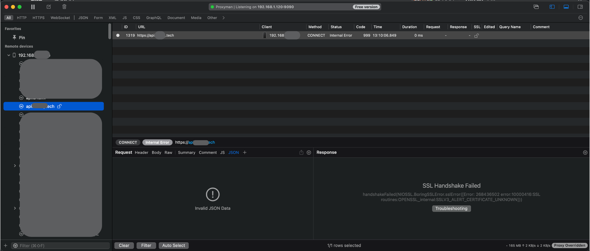 Client SSL Handshake Failed (code=-9806) · Issue #386 · ProxymanApp/Proxyman · GitHub