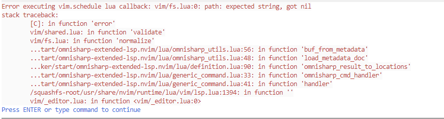 Error when trying to get definition without results · Issue #11 · Hoffs/omnisharp-extended-lsp ...