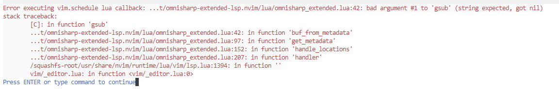 Error when trying to get definition without results · Issue #11 · Hoffs/omnisharp-extended-lsp ...