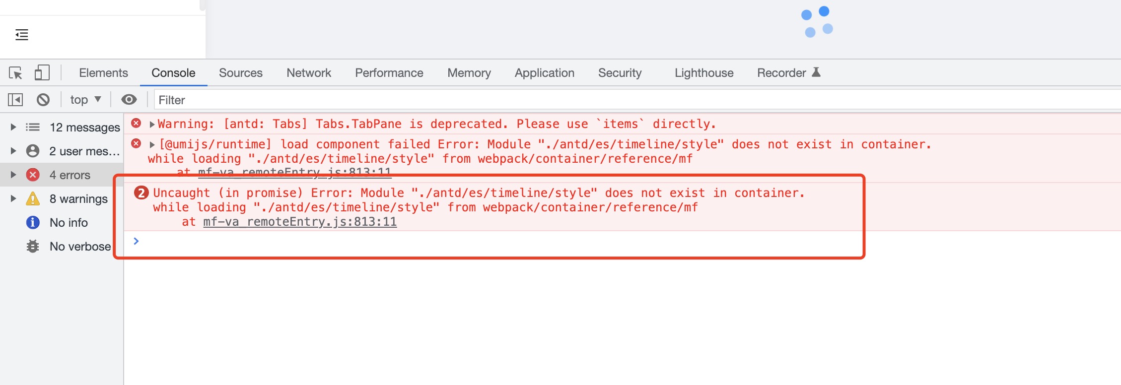 引入antd的Timeline组件时，运行报错 · Issue #10270 · ant-design/ant-design-pro · GitHub