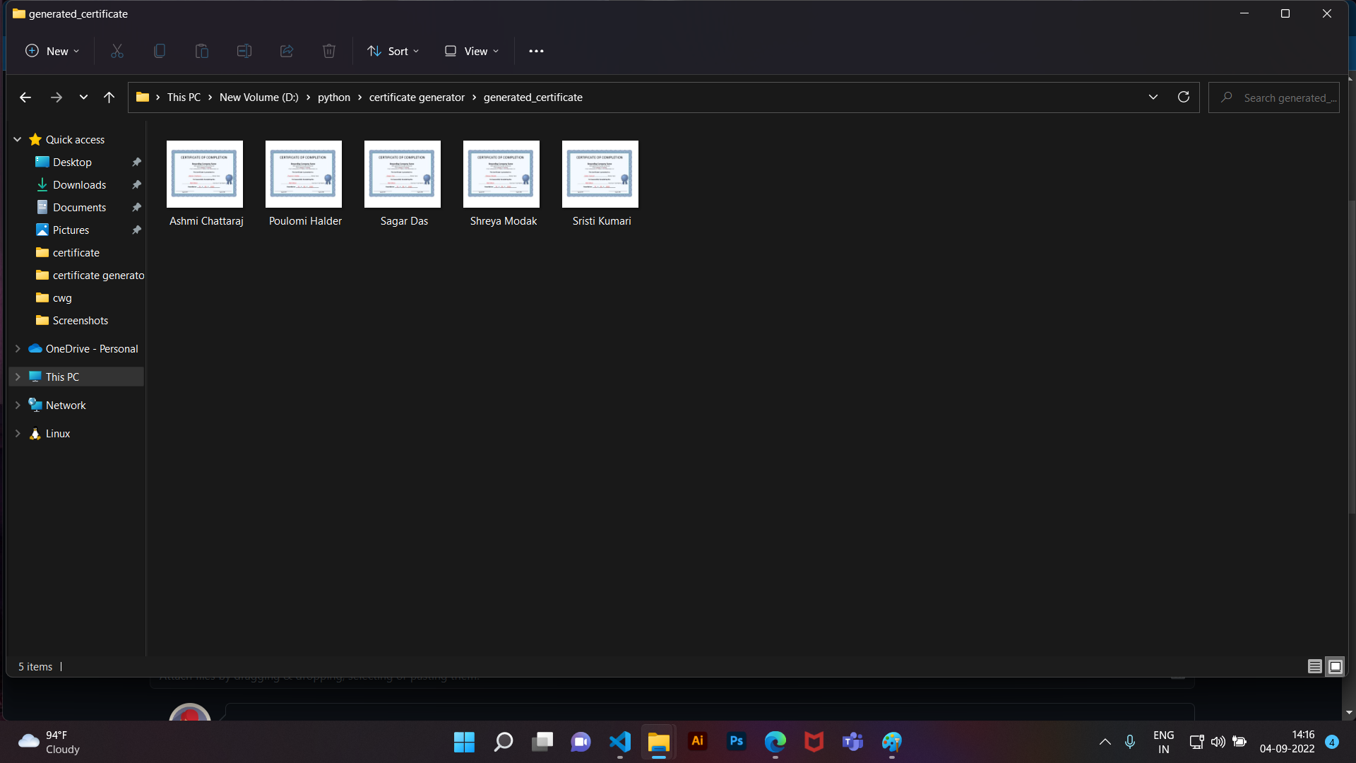 Github Acaashmi Certificate Generator