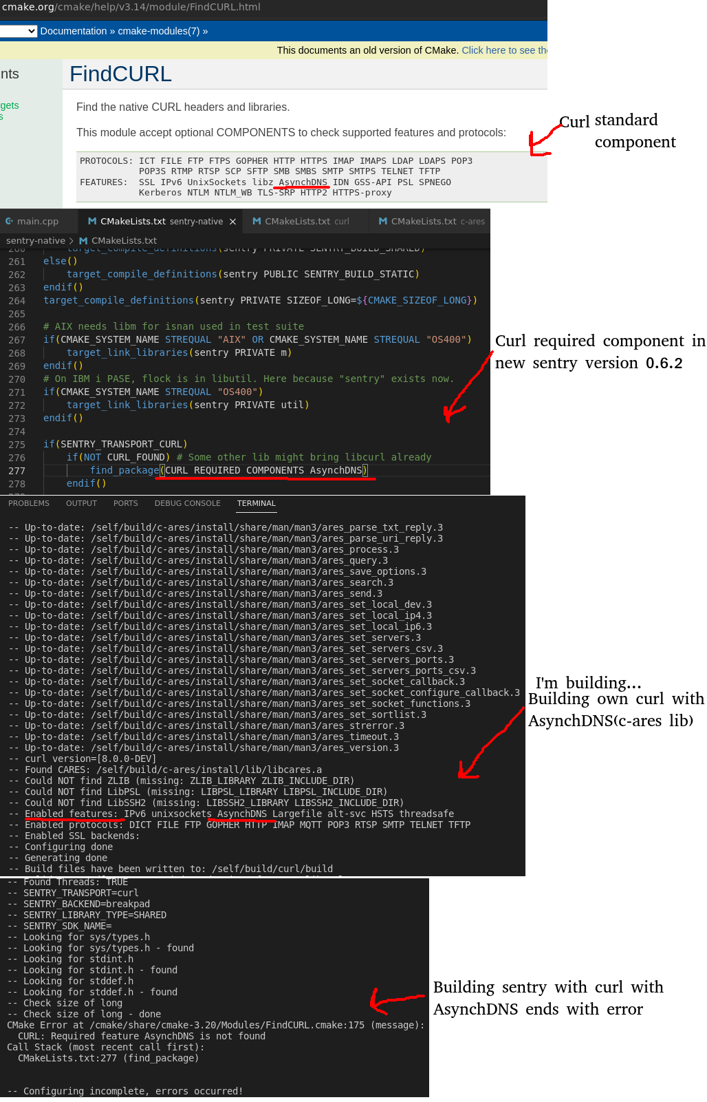 Building sentry library with curl(with AsynchDNS feature) cause an error · Issue #838 ...