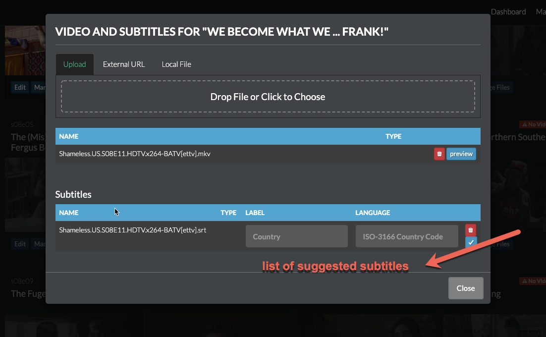 Feature: Add button to video player that allows the user to search & add subtitles to the ...