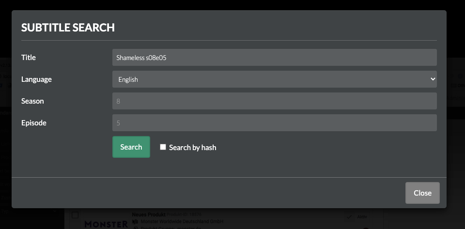 Feature: Add button to video player that allows the user to search & add subtitles to the ...