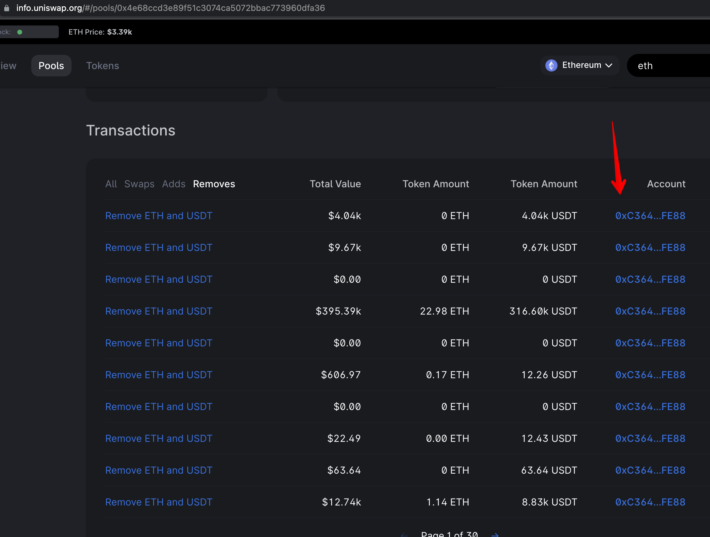 Uniswap info incorrectly shows account address which withdrew funds · Issue #3621 · Uniswap ...