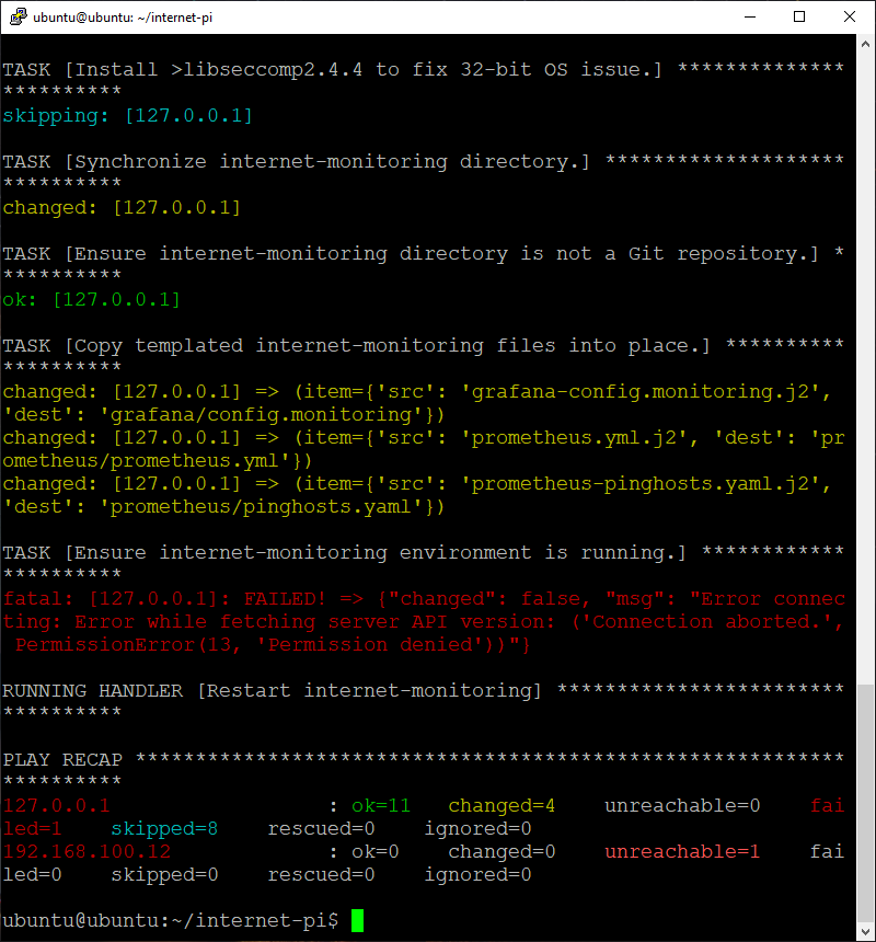 Can´t run playbook properly · Issue #271 · geerlingguy/internet-pi · GitHub