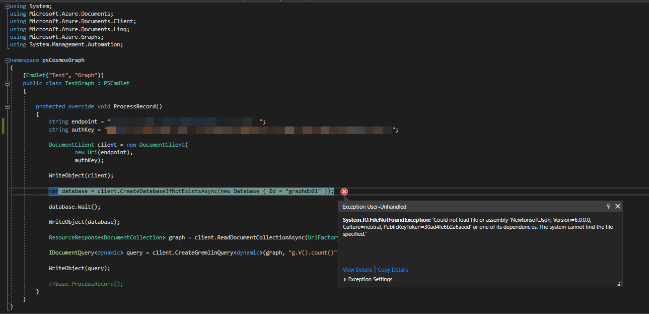 Powershell 5 support for Graph API · Issue #390 · Azure/azure-cosmos-dotnet-v2 · GitHub