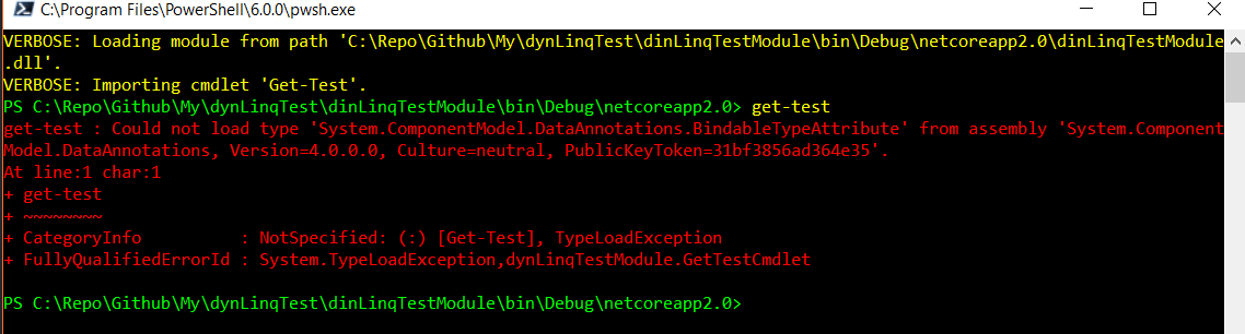 Issue/inconsistent behavior between PS6 Core module and Console app when using System.Linq ...