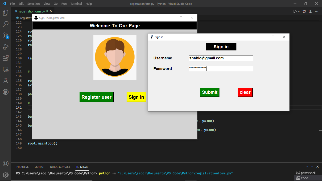 Signin Signup GUI Form Using Tkinter In Python