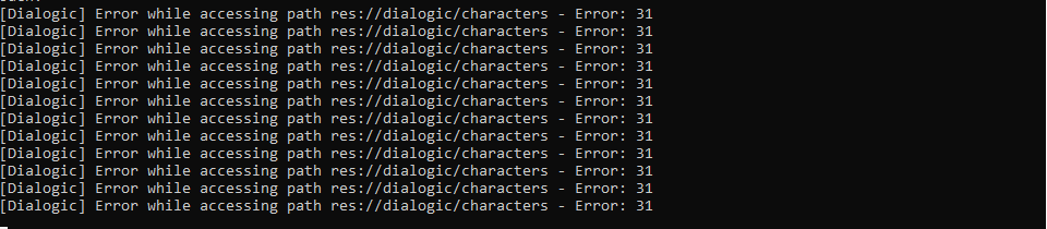 Error While Accessing Path Resdialogiccharacters Error 31 · Issue 673 · Dialogic Godot