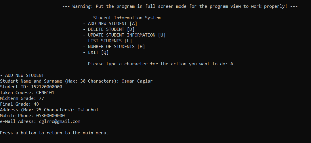 GitHub - caglarosman/StudentInformationSystem