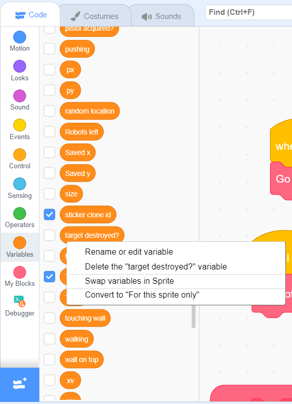 Variables not being seperated w/ SEPARATE SPRITE-ONLY VARIABLES on. · Issue #5875 ...