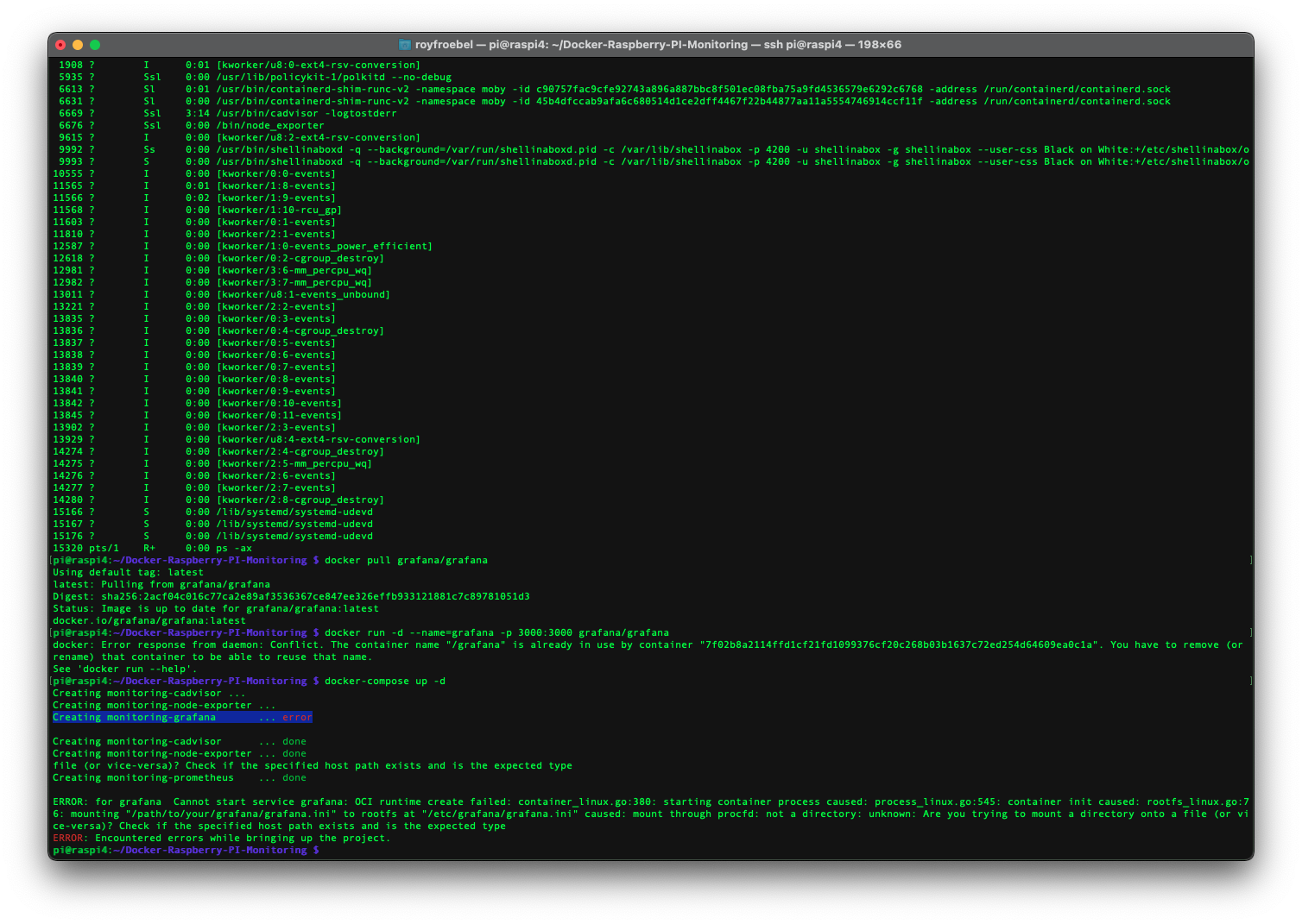 ERROR: for grafana Cannot start service grafana: · Issue #272 · geerlingguy/internet-pi · GitHub