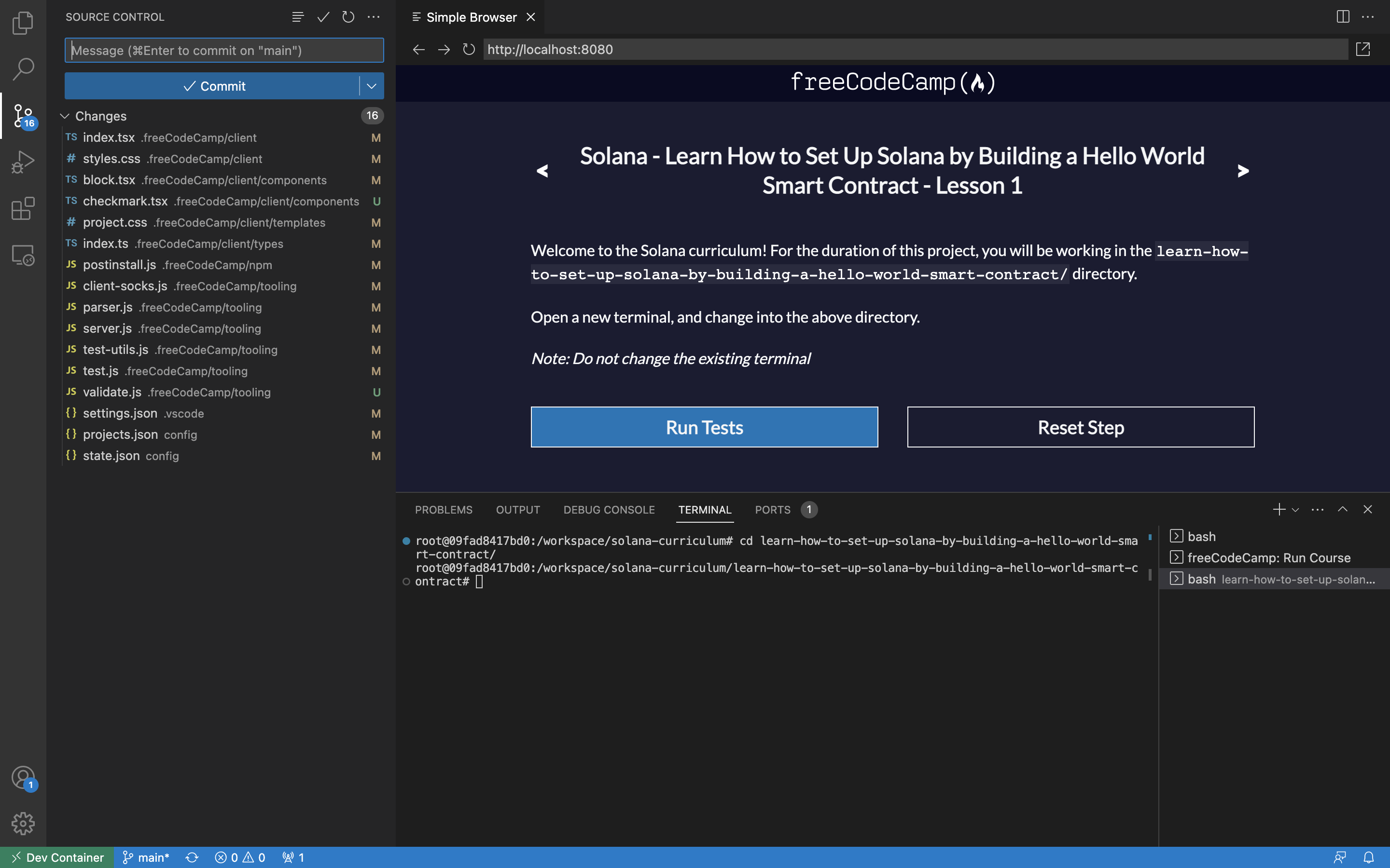 [help] Latest Devcontainer Breaks Filesystem · Issue 126 · Freecodecamp Solana Curriculum · Github