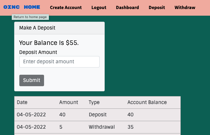 GitHub - emilylubkert/Oinc-Full-Stack-Banking-App