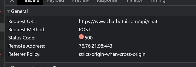 为什么最近提问总是报500，有没有兄弟遇见过，有没有解决办法？ · Issue #809 · mckaywrigley/chatbot-ui · GitHub