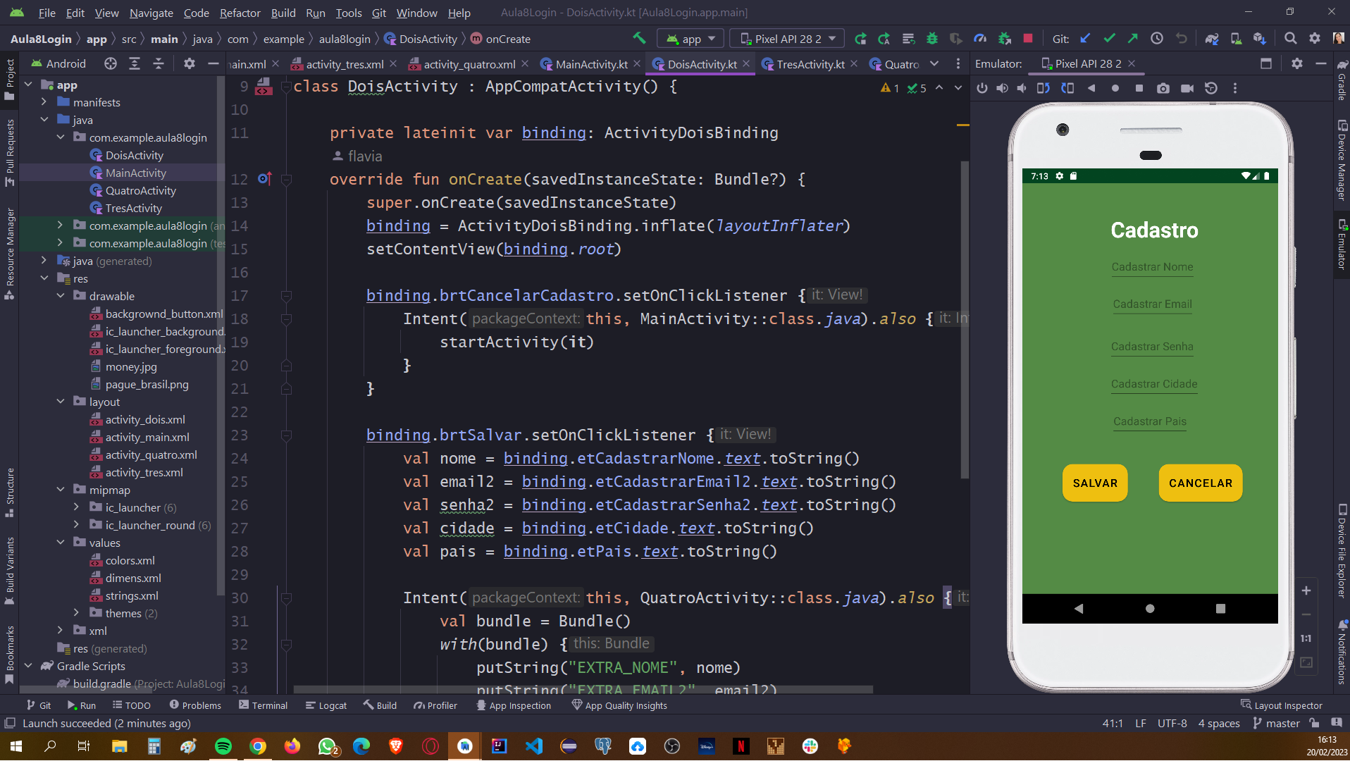 GitHub - flaviapaiva234/Aula8GradleLoginBanco: Login de um App (Tema ...