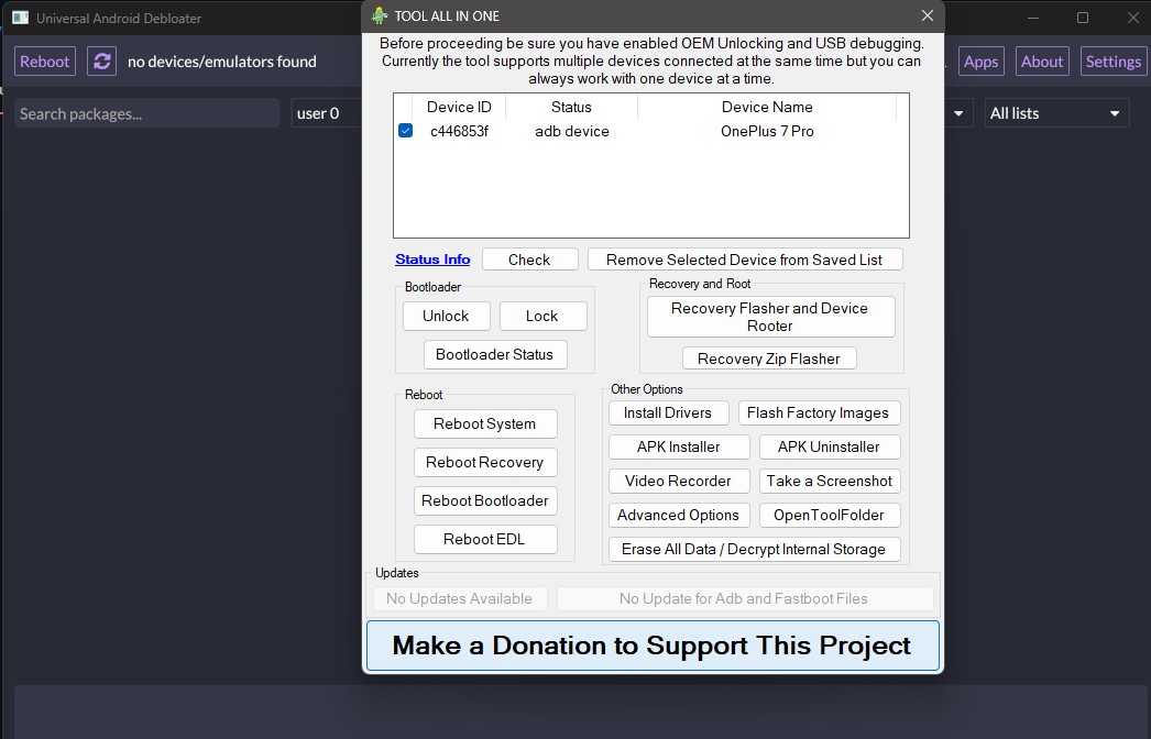 Cannot find the connected device · Issue #732 · 0x192/universal-android-debloater · GitHub