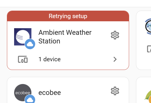 Ambient Weather Station Integration - Retrying Setup · Issue #94205 · home-assistant/core · GitHub