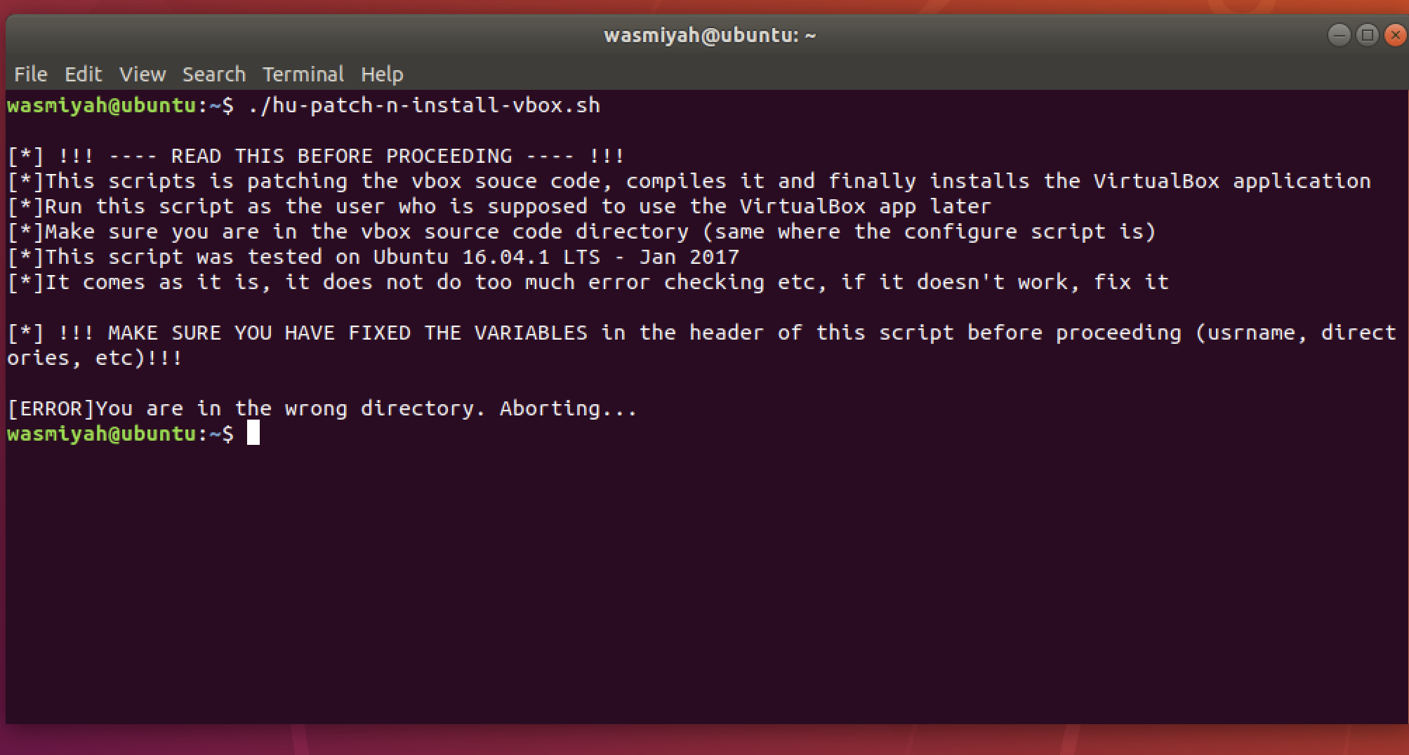 [ERROR]You are in the wrong directory. Aborting... · Issue #1 · moldabekov/vbhardening · GitHub