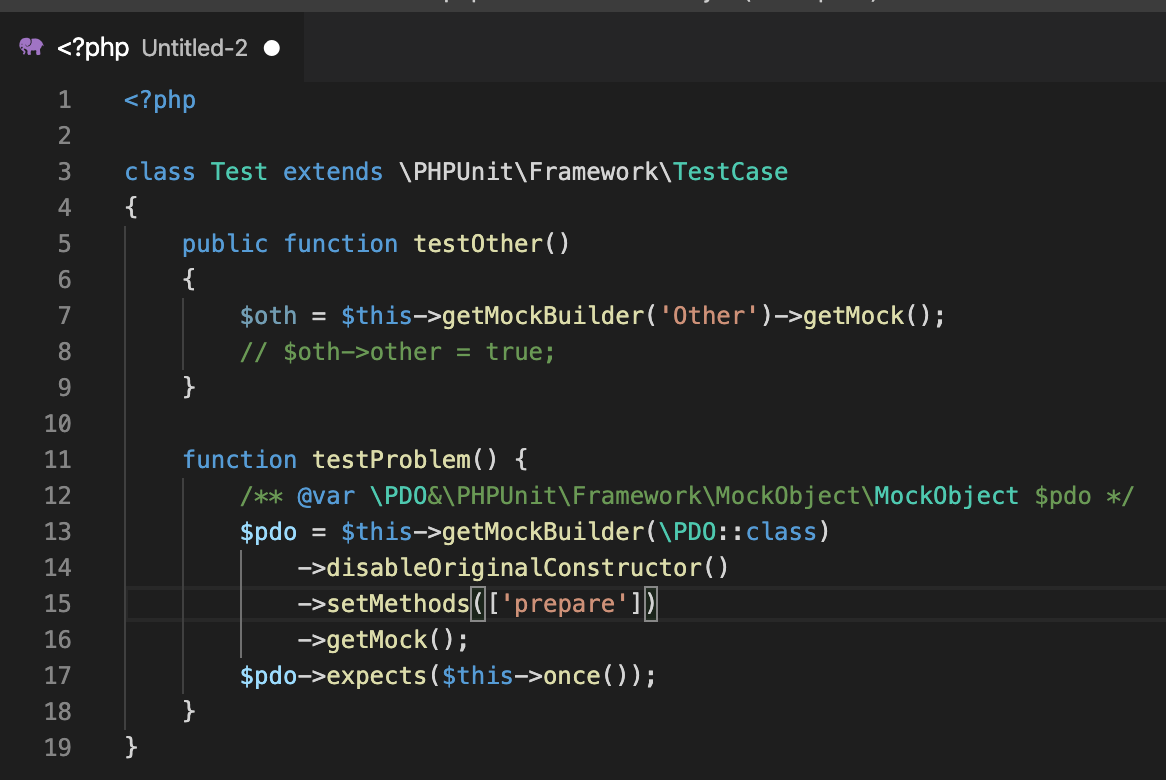 PHPUnit MockObject not matching expected type · Issue #698 · bmewburn/vscode-intelephense · GitHub
