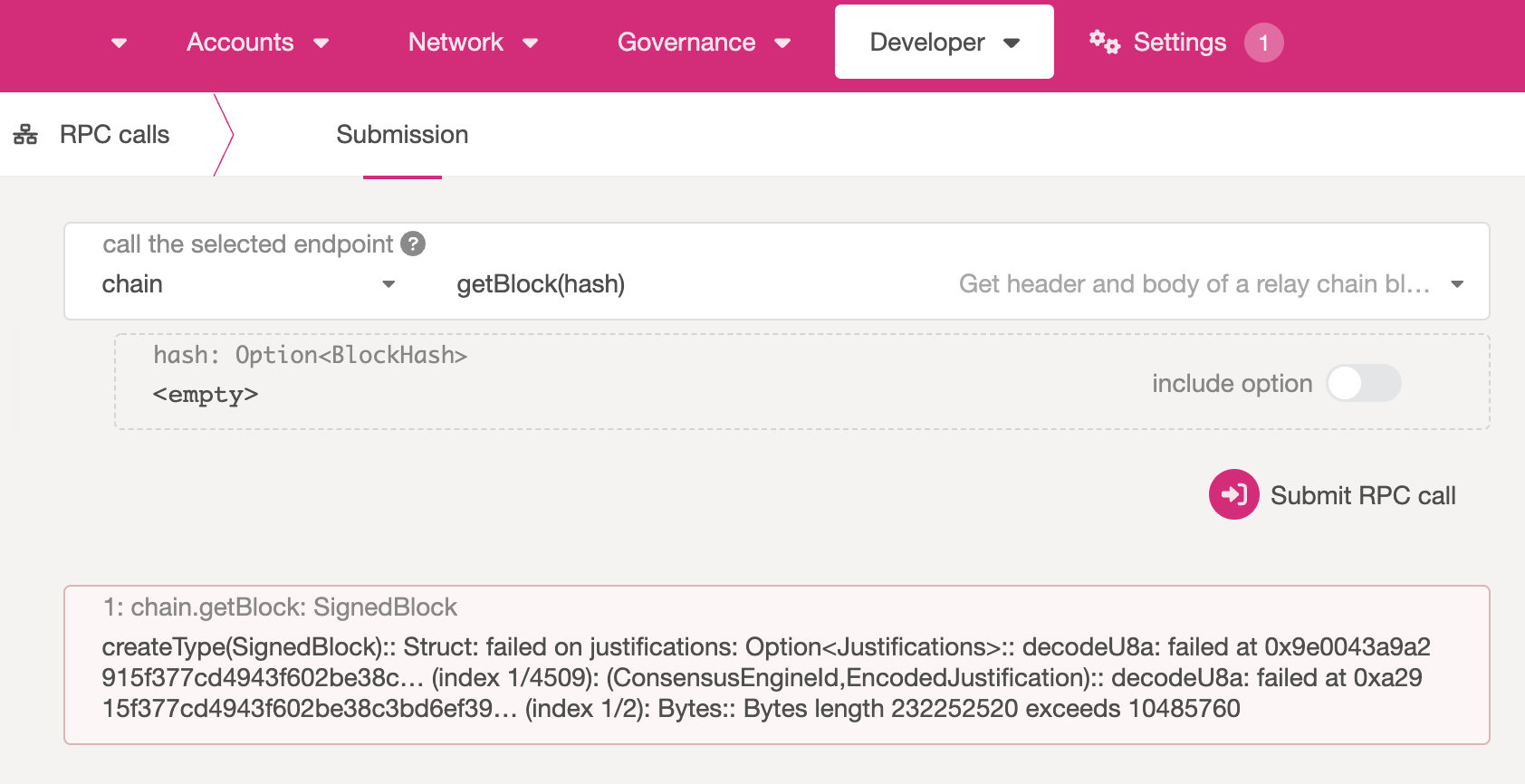 Fix chain_getBlock rpc · Issue #1293 · qdrvm/kagome · GitHub